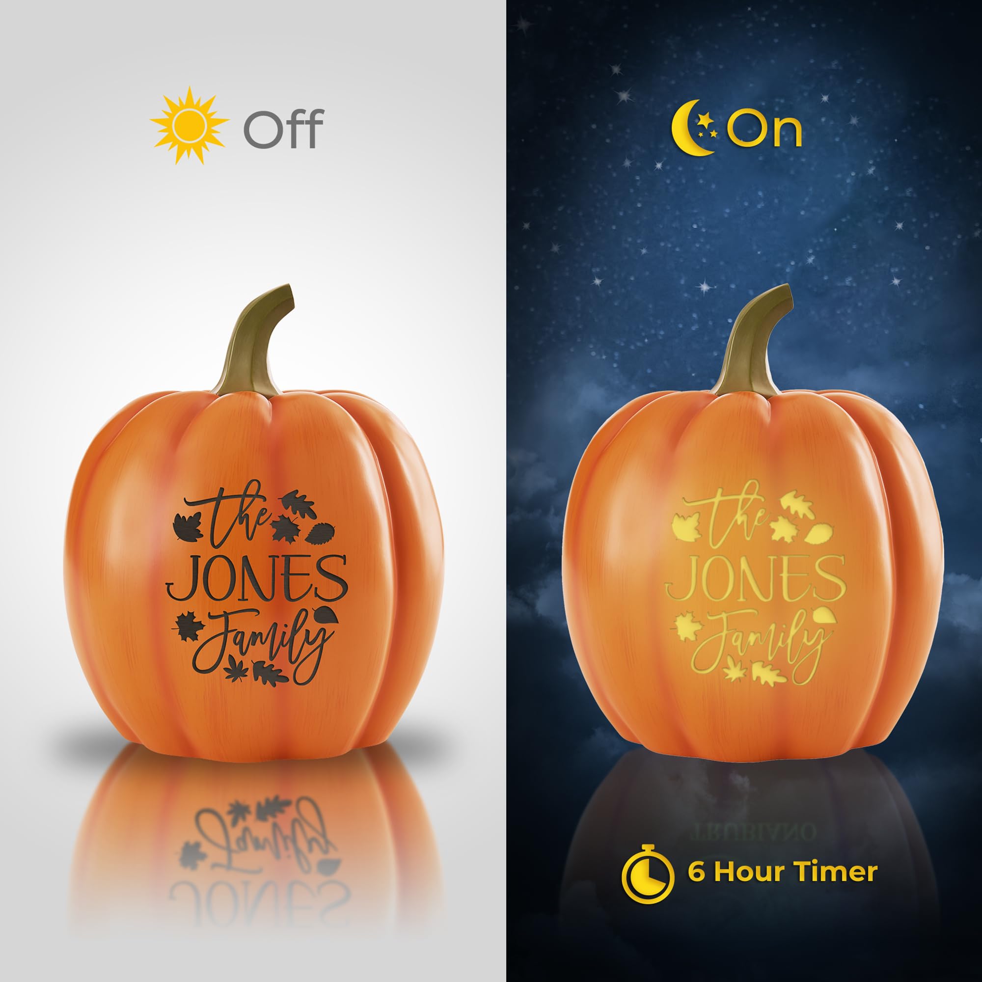 Let’s Make Memories Personalized Light-Up Pumpkin-Fall Décor-Indoor/Outdoor-LED Lights-Orange-L