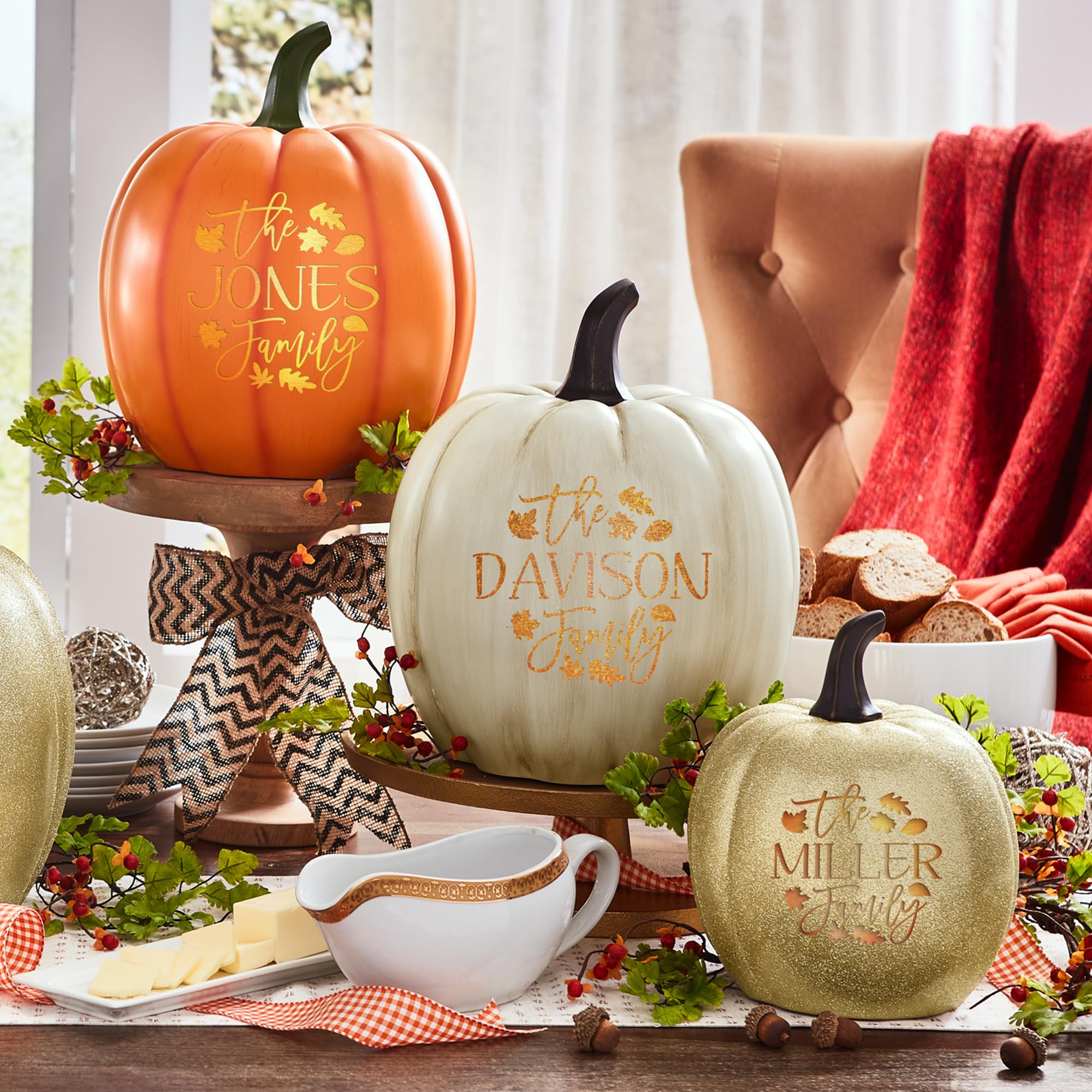 Let’s Make Memories Personalized Light-Up Pumpkin-Fall Décor-Indoor/Outdoor-LED Lights-Orange-L