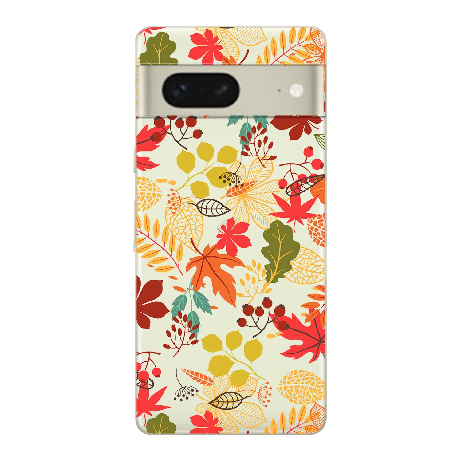 Blingy's for Google Pixel 7 Case, Fun Fall Leaves Pattern Seasonal Autumn Design Transparent Soft TPU Protective Clear Case Compatible for Google Pixel 7 (Mixed Leaves)