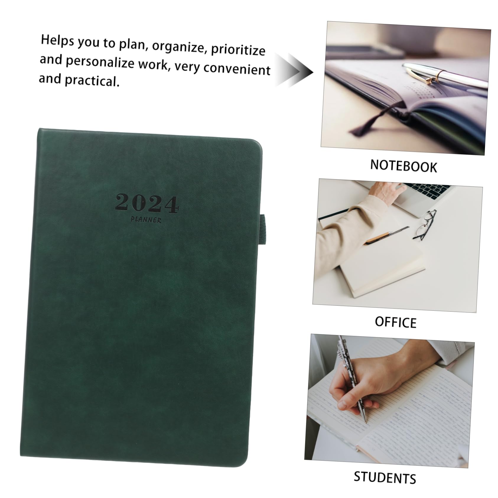 STOBOK Agenda Book English Daily Planner Undated Daily Planner Students Writing Book Memo Books Business Notepads Diary Sketchbook 2024weekly Planner Office Household Products Portable Pu