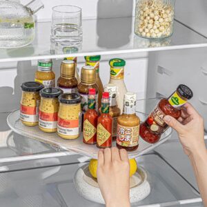 lazy susan turntable organizer - 15.67'' clear rectangular fridge organizer storage, lazy susan for refrigerator, cabinet, table, pantry, kitchen, countertop