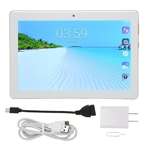 Airshi Office Tablet, US Plug 100‑240V 6GB RAM 128GB ROM HD Tablet for Travel (Gold)