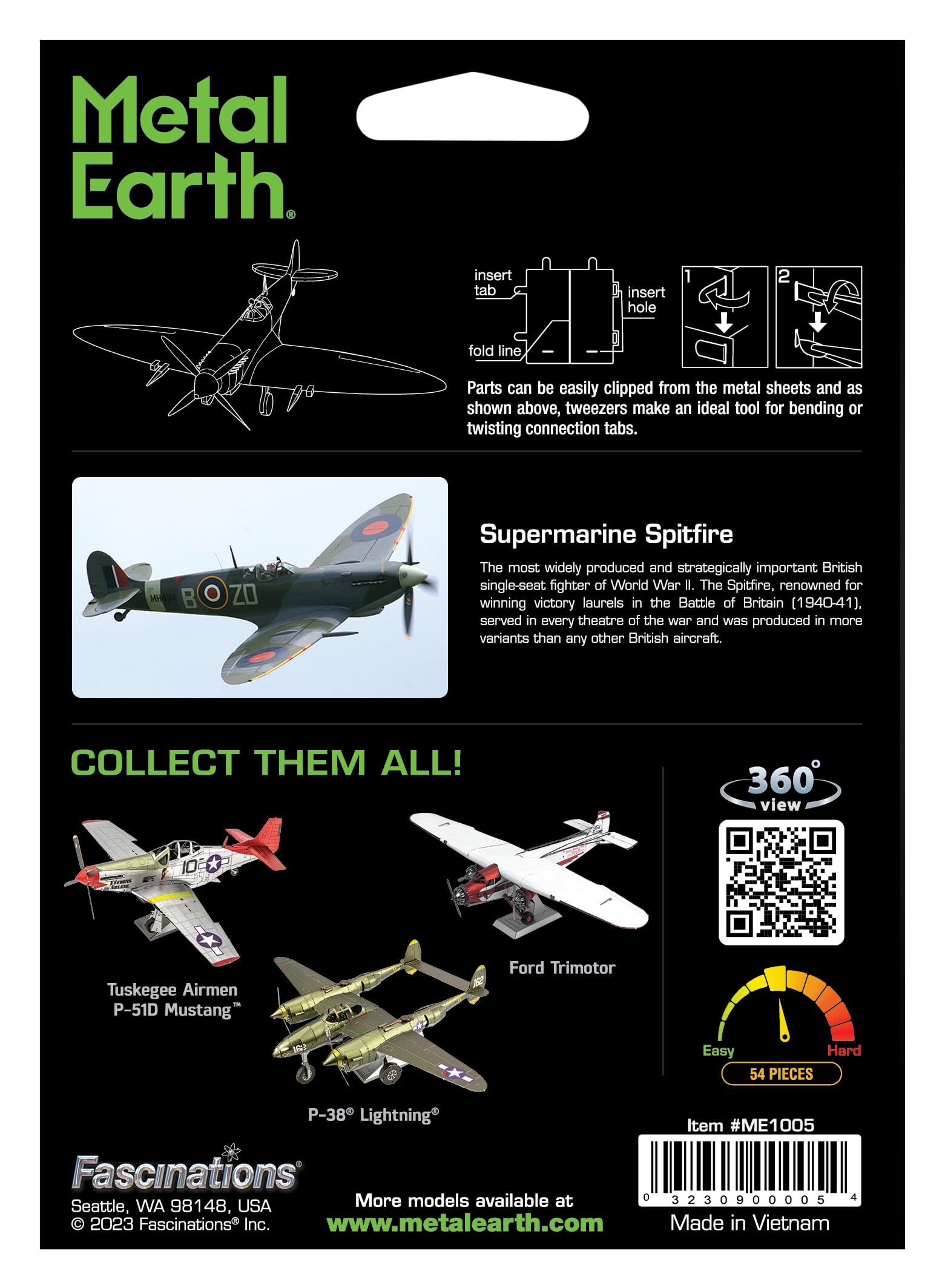 Metal Earth Supermarine Spitfire Color 3D Metal Model Kit Fascinations