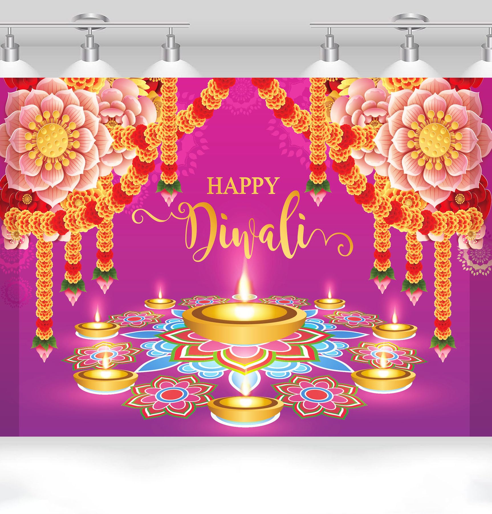 Diwali Backdrop Decorations for Home Large Happy Diwali Banner Diwali Backdrops for Wall Happy Diwali Backdrop for Indian Festival of Lights Party Decorations Background Decor