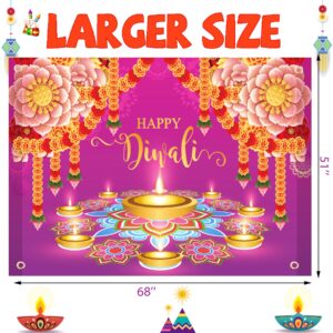 Diwali Backdrop Decorations for Home Large Happy Diwali Banner Diwali Backdrops for Wall Happy Diwali Backdrop for Indian Festival of Lights Party Decorations Background Decor