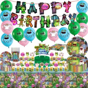 monster birthday party supplies music moster party decoration for kids birthday party with banner cake topper balloons monster plates and cups