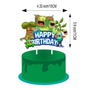 Monster birthday party supplies music moster party decoration for kids birthday party with banner cake topper balloons monster plates and cups