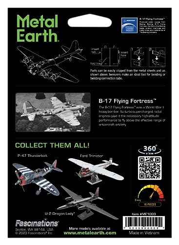 Metal Earth B-17 Flying Fortress Color 3D Metal Model Kit Fascinations