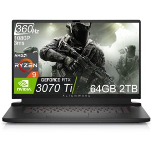 alienware m17 r5 gaming laptop (17.3" 360hz fhd,amd ryzen 9 6900hx (beat i9-11900h), 64gb ddr5 ram, 2tb ssd, nvidia geforce rtx 3070 ti 8gb) rgb backlit kb, usb 4.0 type-c, g-sync, win 11 home -dark