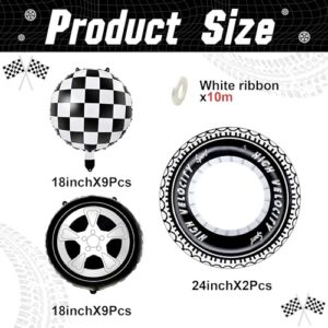 20Pcs Race Car Balloons Race Car Birthday Party Supplies Wheel Tire Checkered Balloon Garland Arch Racing Cars Birthday Decorations for Boys Truck Wheels Party Favors