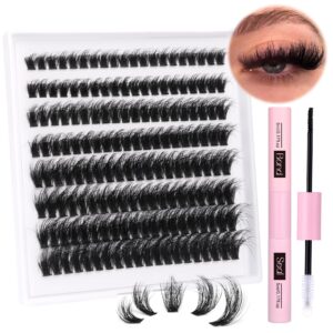 diy lash extension kit 240pcs lash clusters individual d curl eyelash extension kit 40d wispy cluster lashes with lash glue 9-16mm lash clusters eyelash kit