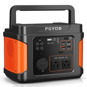 pgyob 400w portable power station, 296wh outdoor solar generator backup ternary battery pure sine wave power pack with ac/dc outlet, pd 65w usb-c outlet for home, camping, rv, blackout, cpap