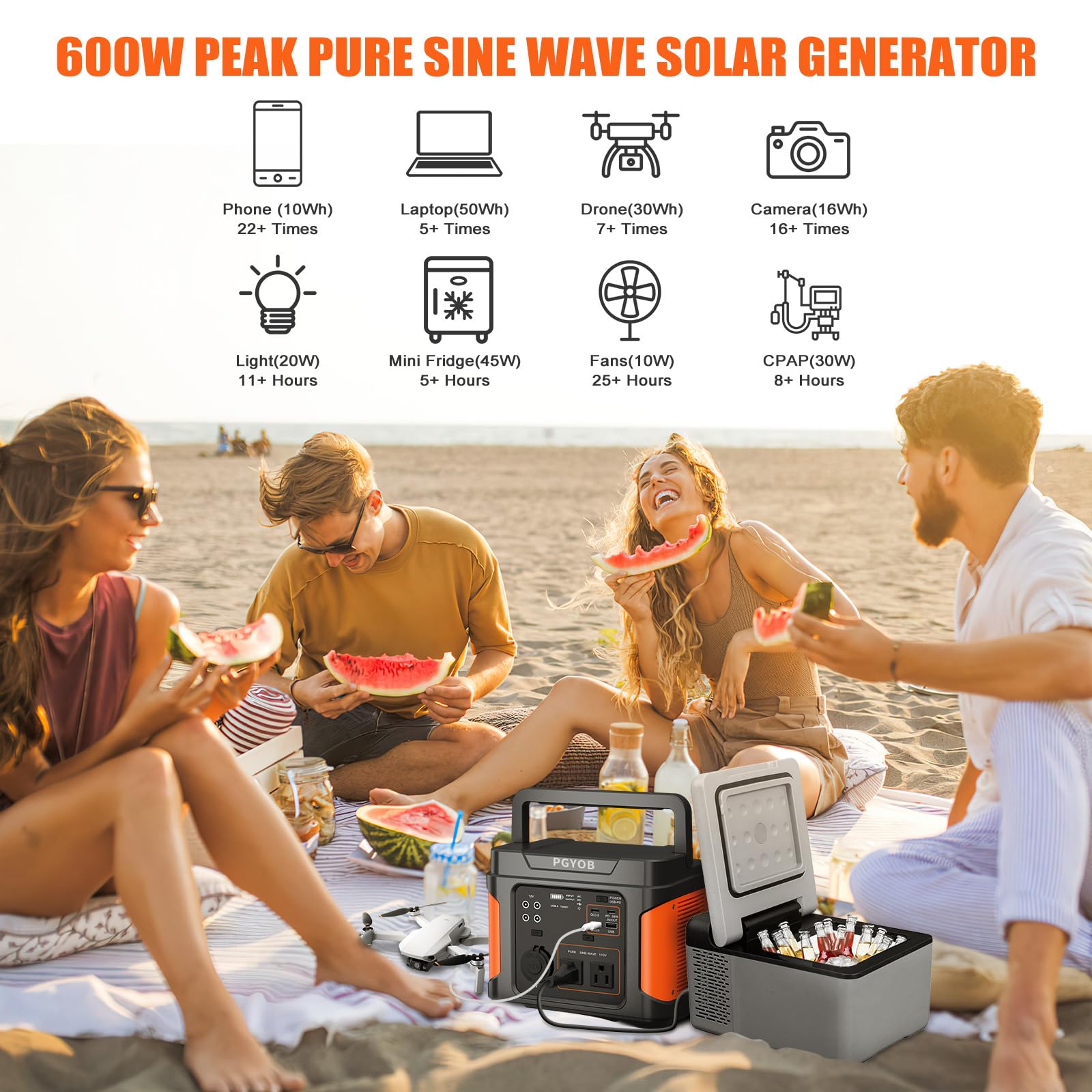 PGYOB 400W Portable Power Station, 296Wh Outdoor Solar Generator Backup Ternary Battery Pure Sine Wave Power Pack with AC/DC Outlet, PD 65W USB-C Outlet for Home, Camping, RV, Blackout, CPAP