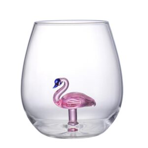 500ml borosilicate glass for wine plant 3d animal single layer cups (flamingo)