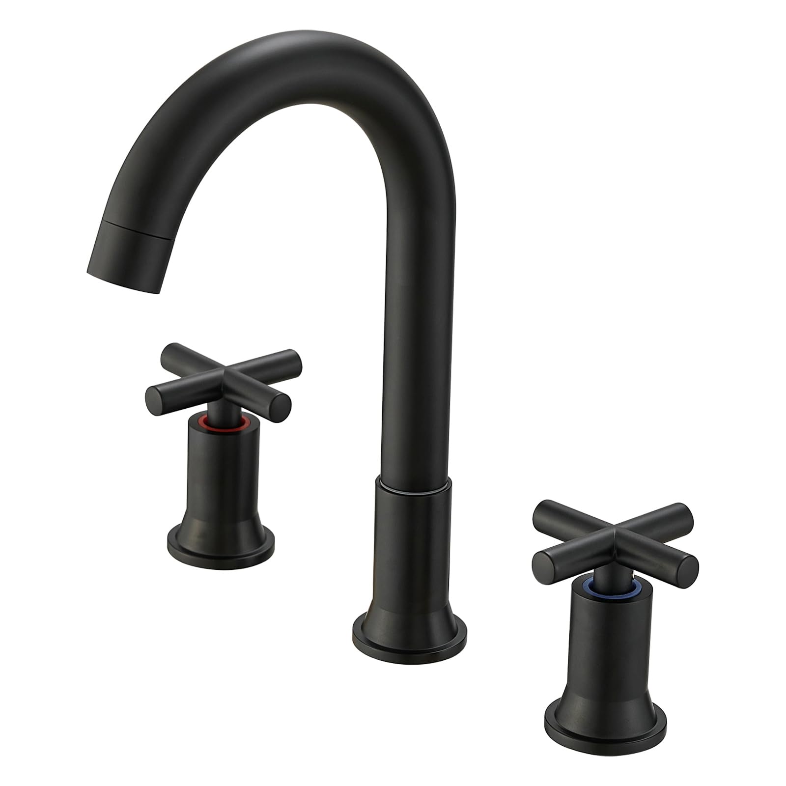 Widespread Bathroom Faucets for Sink 3 Hole Matte Black,Bathroom Sink Faucet with 360° Swivel Spout 8 Inch Bathroom Faucet for Bathroom Sink