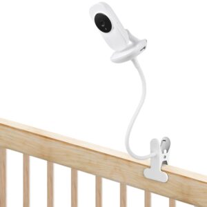 baby monitor holder compatible with vtech vm819, flexible baby monitor mount, crib clip mount without tools or wall damage - white