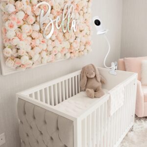 Baby Monitor Holder Compatible with VTech VM819, Flexible Baby Monitor Mount, Crib Clip Mount Without Tools or Wall Damage - White