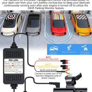 S10 Dash Cam Front and Rear WiFi 4K and Hardwire kit Cable for 24H Recording