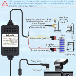 S10 Dash Cam Front and Rear WiFi 4K and Hardwire kit Cable for 24H Recording