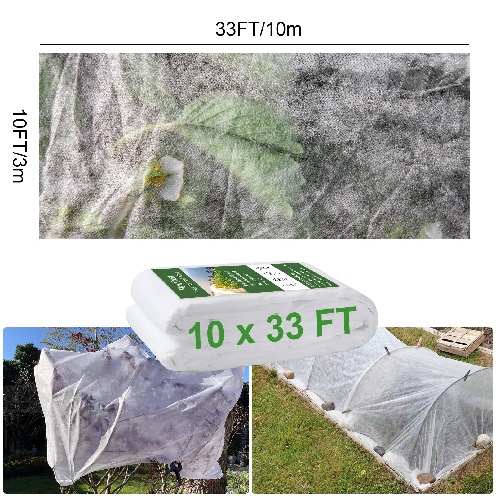 Cookmaster Plant Covers Freeze Protection, 10x33FT Frost Cloth Plant Freeze Protection, Garden Floating Row Covers for Raised Beds/Vegetables Insect/Winter Frost