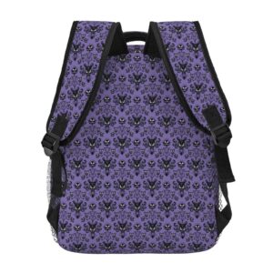 BONDIJ Haunted Mansion Unisex Large Backpack Lightweight Canvas Bag Cute Travel Backpacks