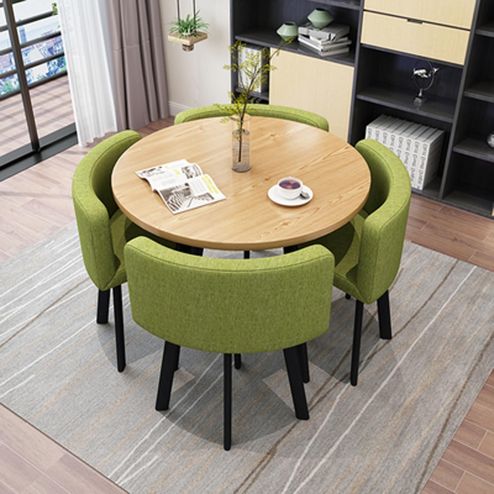 PAKMEZ Reception Table and Chair Combination, Negotiation Table Sales Office Shops Meetings Small Round Tables, Business Conference Room Coffee Table, Suitable for Lounge (Color : Green)