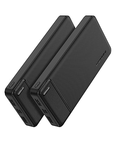 AsperX, Power Bank, 15000mAh, 2-Pack, Rechargeable Battery Pack for Heated Vest, Jackets, USB-C Out and in, Dual USB A, External Battery Pack for iPhone, Samsung, Android, and More