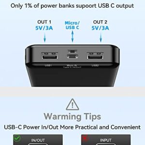 AsperX, Power Bank, 15000mAh, 2-Pack, Rechargeable Battery Pack for Heated Vest, Jackets, USB-C Out and in, Dual USB A, External Battery Pack for iPhone, Samsung, Android, and More