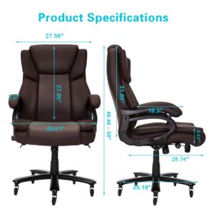 Indulgear Big and Tall Office Chair,500lbs Capacity Heavy Duty Office Chair for Heavy People, Executive Office Chair with Adjustable Lumbar Support, Thick Padded Chair with Quiet Rubber Wheel