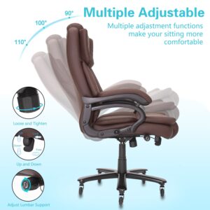 Indulgear Big and Tall Office Chair,500lbs Capacity Heavy Duty Office Chair for Heavy People, Executive Office Chair with Adjustable Lumbar Support, Thick Padded Chair with Quiet Rubber Wheel