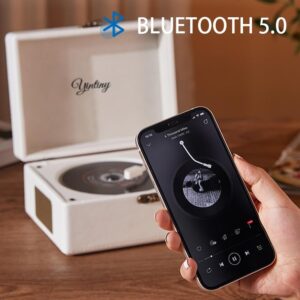 Yintiny Desktop Bluetooth 5.0 CD Player with Speaker, Portable CD Player for Home, Retro Suitcase CD Player【Soft Voice】, CD2-LH168