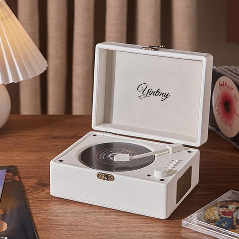 Yintiny Desktop Bluetooth 5.0 CD Player with Speaker, Portable CD Player for Home, Retro Suitcase CD Player【Soft Voice】, CD2-LH168