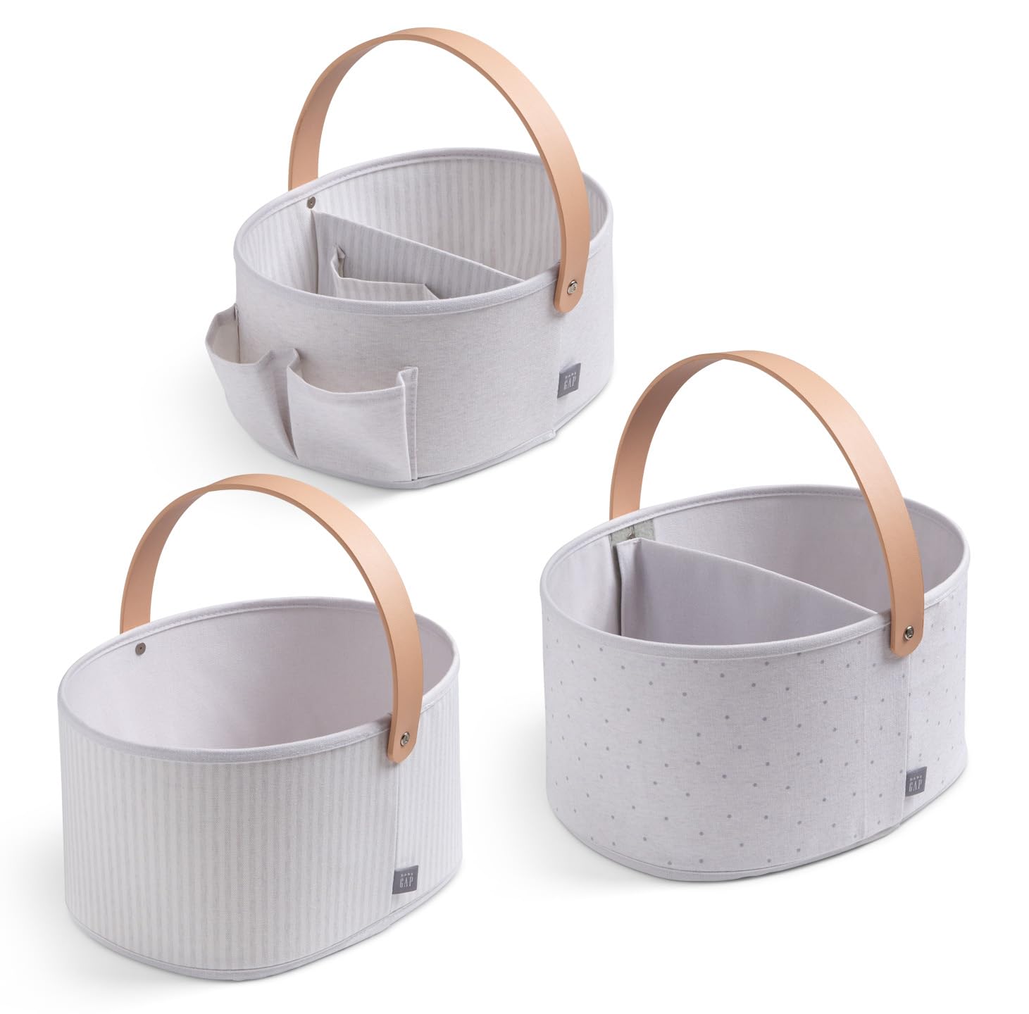 Delta Children GAP babyGap 3-Pack Nested Fabric Storage Bins with Handles, Grey