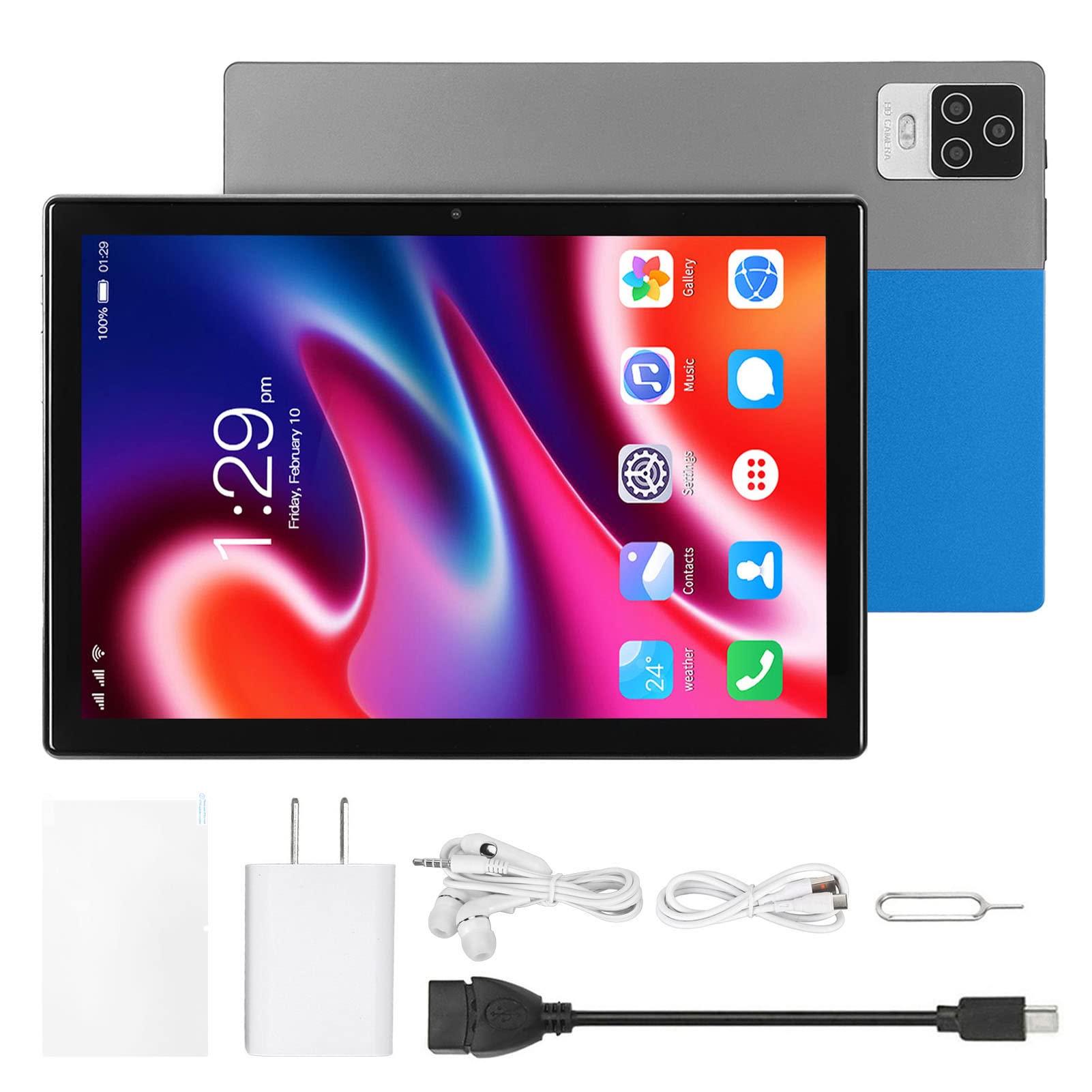 Yoidesu 10.1 Inch Tablet, Octa Core, 6GB RAM, 64GB ROM, Dual Camera, 11, 8800mAh Battery, US Plug HD Plus Screen (Blue)