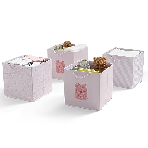 Delta Children Gap babyGap 4-Pack Brannan Bear Fabric Storage Bins with Handles, Pink