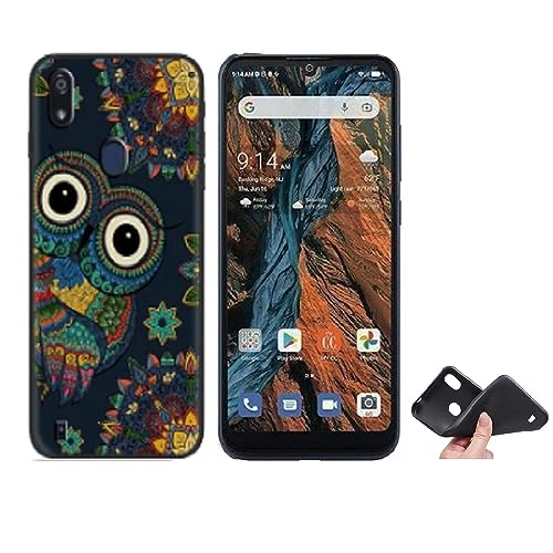 Phone Case for Consumer Cellular Verve Connect/ Z6103, Flexible Soft TPU Printed Design Gel Cover (Owl/Tempered Glass)