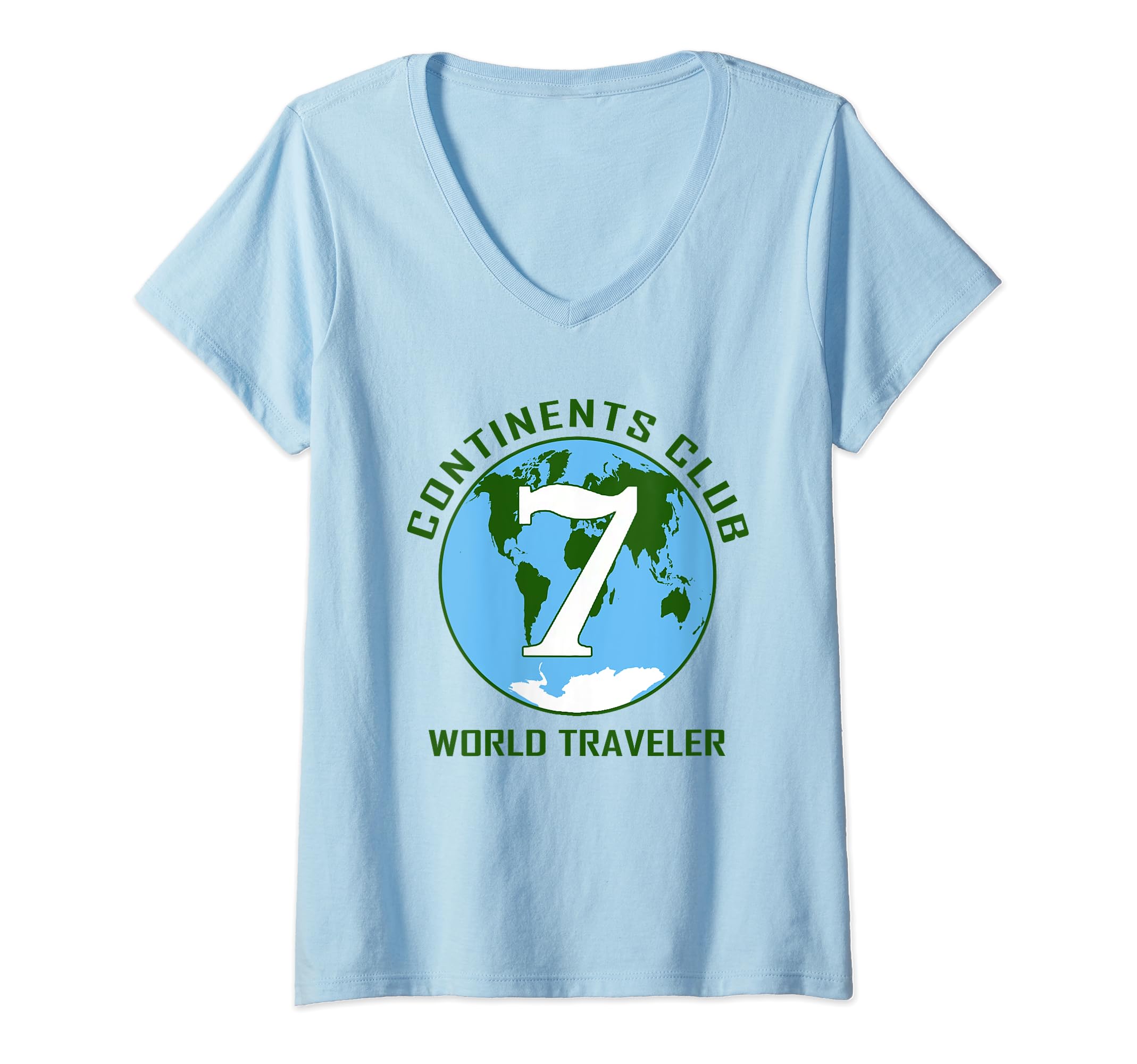 Womens 7 Continents World Traveler Club V-Neck T-Shirt