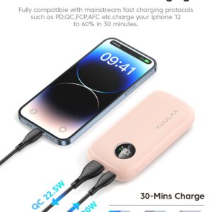 Portable Charger Power Bank 10000mAh Fast Charging PD 20W Portable Phone Charger with Built in Cable, LED Display Battery Pack for iPhone Android Samsung etc