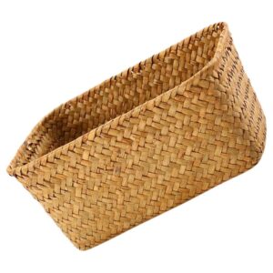 home decor wicker storage basket natural woven rattan seagrass storage box rectangular household organizer boxes shelf wardrobe organizer for clothes sundries stationery to-y