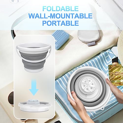 Portable Washing Machine, Mini Washing Machine Ultrasonic Turbine Wash, Mini Portable Washer for Underwear, Sock, Baby Clothes, Travel, Camping, Dorm, RV, Home Foldable Small Portable Laundry Machine