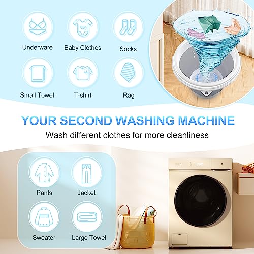 Portable Washing Machine, Mini Washing Machine Ultrasonic Turbine Wash, Mini Portable Washer for Underwear, Sock, Baby Clothes, Travel, Camping, Dorm, RV, Home Foldable Small Portable Laundry Machine