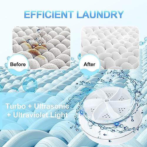 Portable Washing Machine, Mini Washing Machine Ultrasonic Turbine Wash, Mini Portable Washer for Underwear, Sock, Baby Clothes, Travel, Camping, Dorm, RV, Home Foldable Small Portable Laundry Machine