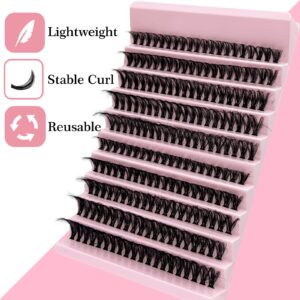 DIY Lash Extension Kit 200 Pcs 40D 50D 10-16MM Mix Individual Lash Clusters Kit with Bond and Seal Professional Eyelash Tweezers Wispy C D Curl False Eyelash Clusters DIY at Home, by TMIELYBS