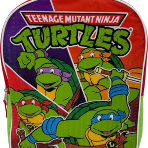 Fast Forward Teenage Mutant Ninja Turtles 15" School Bag Backpack (Green-Red)