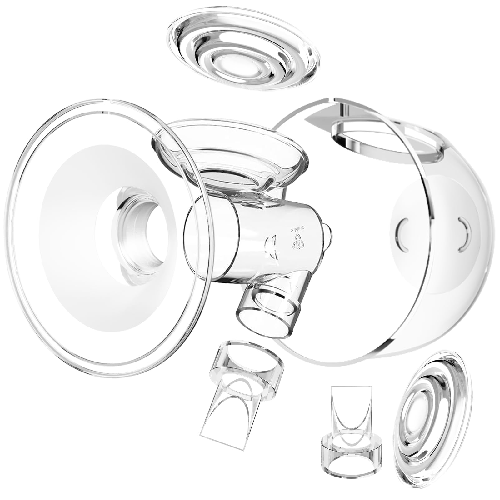 CreGear Wearable Breast Pump Milk Collector Cup Accessories 24mm Suitable for S9/S10/S12 Hands-Free Breast Pump Part Replacement, Include 24mm Flange, Duckbill Valve, Silicone Diaphragm and Linker