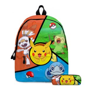 mulinsen cartoon backpack set 15.7inch anime 2pcs backpack for travel bag with pencil case