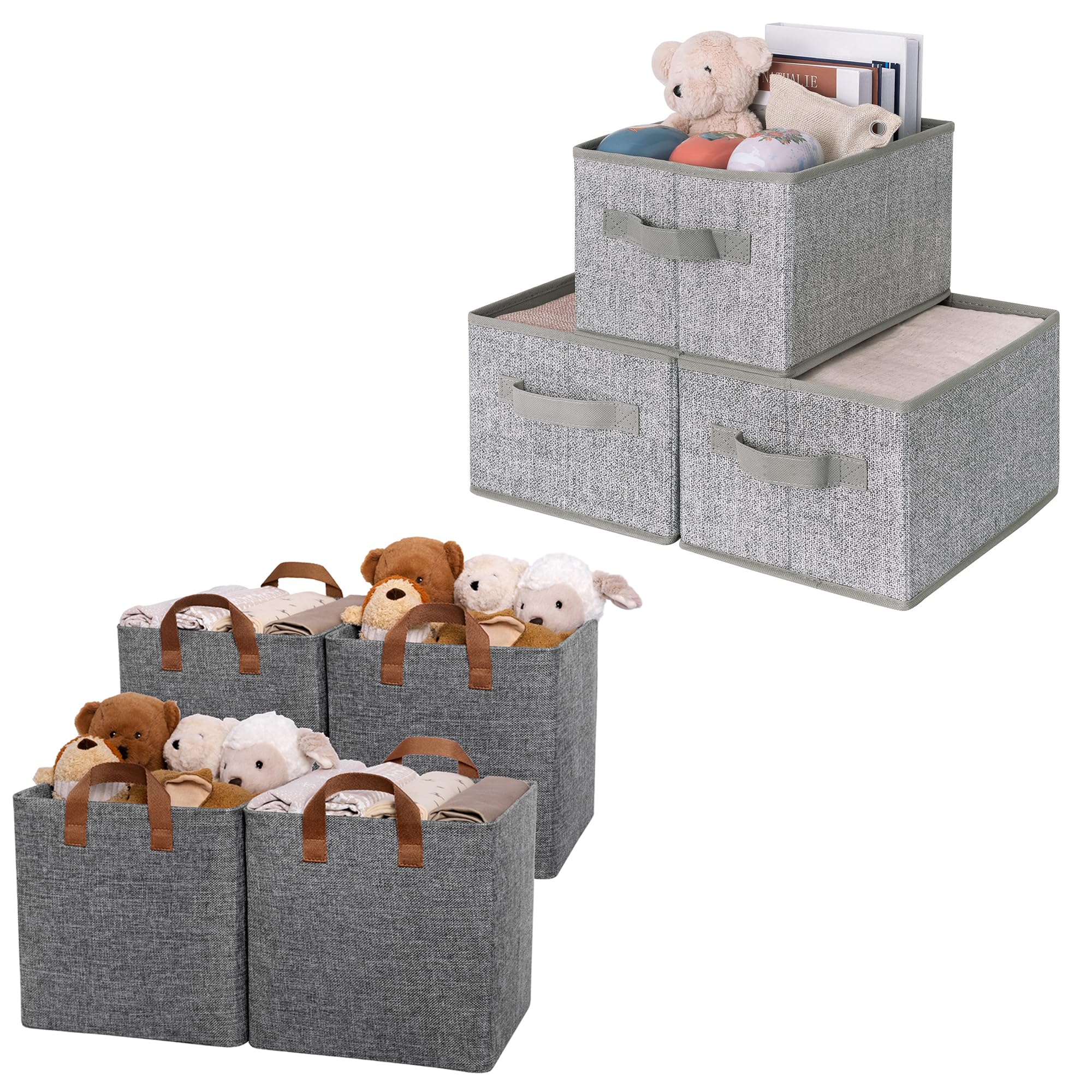 GRANNY SAYS Bundle of 4-Pack Cube Storage Bins for Organizing & 3-Pack Fabric Storage Bins