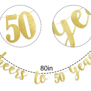 Cheers To 50 Years Banner - 50th Birthday Banner,50th birthday decorations,50th banner