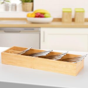 E-ROOM TREND Bamboo Drawer Store Compact Utensil Organizer for Kitchen Drawer Silverware, Flatware, Cutlery, Spoon and Knives Drawer Storage Organization (DD489)