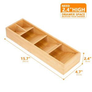 E-ROOM TREND Bamboo Drawer Store Compact Utensil Organizer for Kitchen Drawer Silverware, Flatware, Cutlery, Spoon and Knives Drawer Storage Organization (DD489)